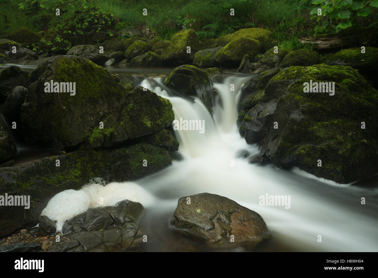 Waterfall detail at the Aira Force between Matterdale and Ullswater ...