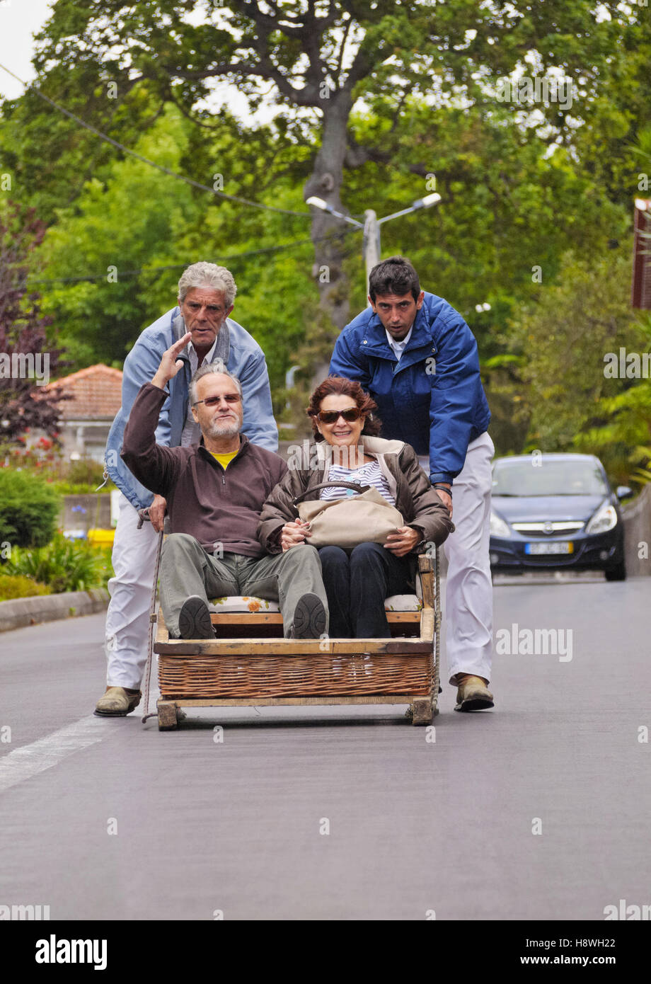 Portugal, Madeira, Funchal, Carreiros do Monte, Wicker Toboggan Sled ...