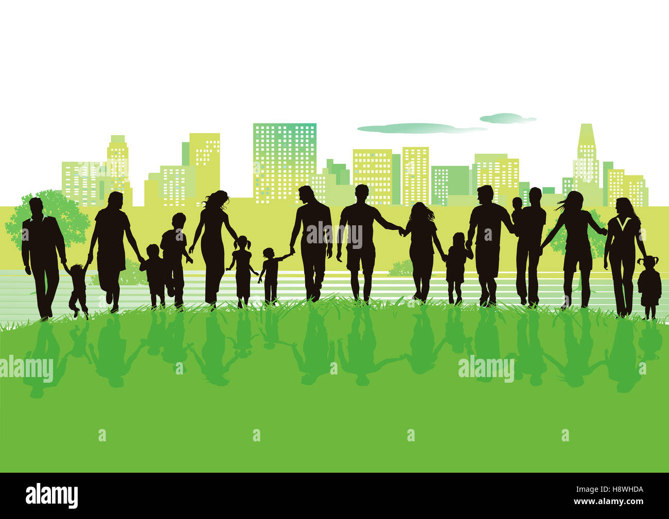 Cheerful group in city park Stock Photo - Alamy