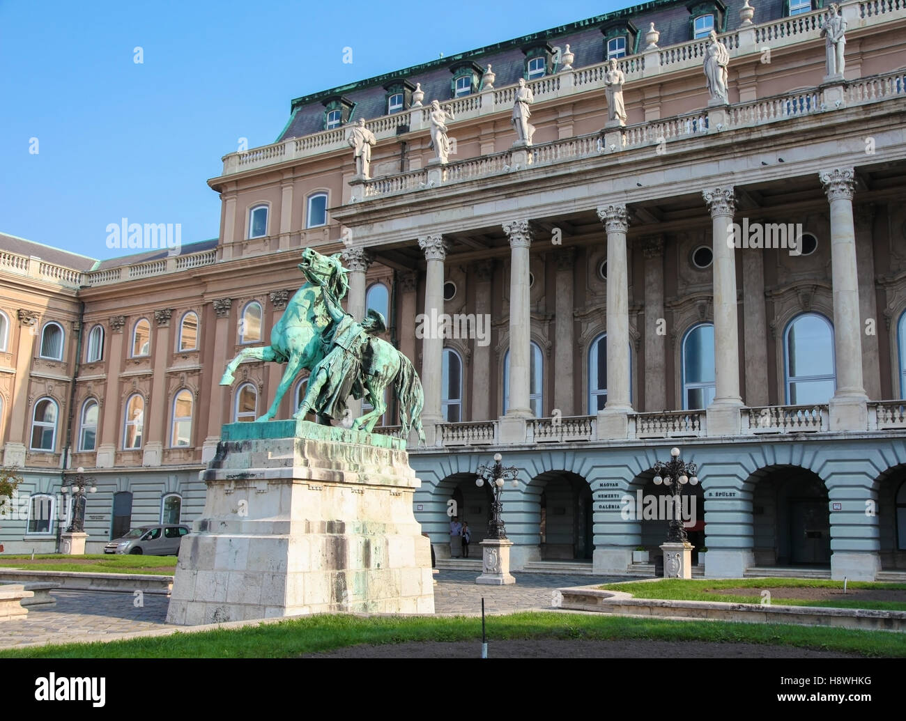 Equestrian Statue at Buda Castle or the Royal Palace in Budapest ...