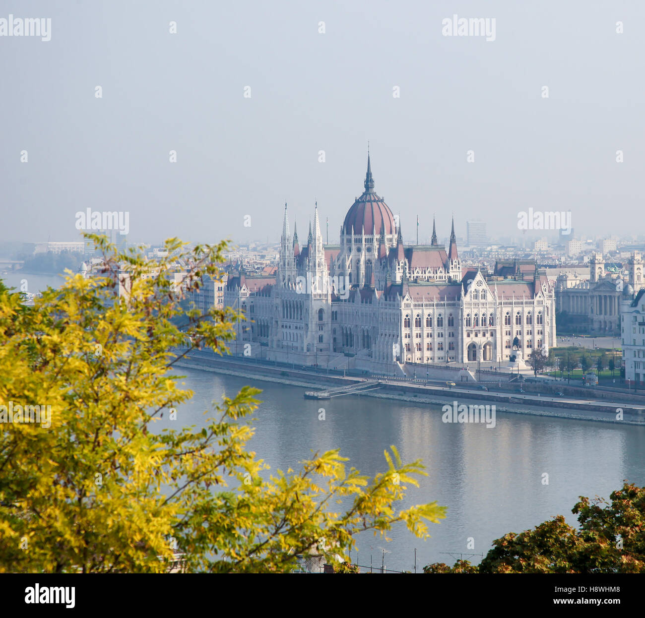 View on the center of Budapest, with the Hungarian Parliament Building ...