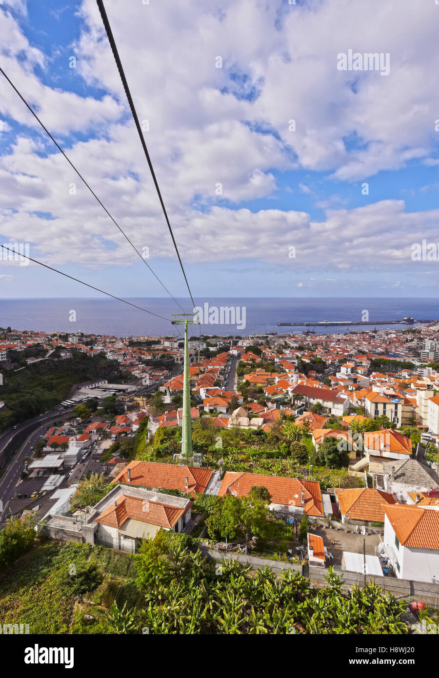 Portugal, Madeira, Funchal, View of the Funchal-Monte Cable Car Stock ...