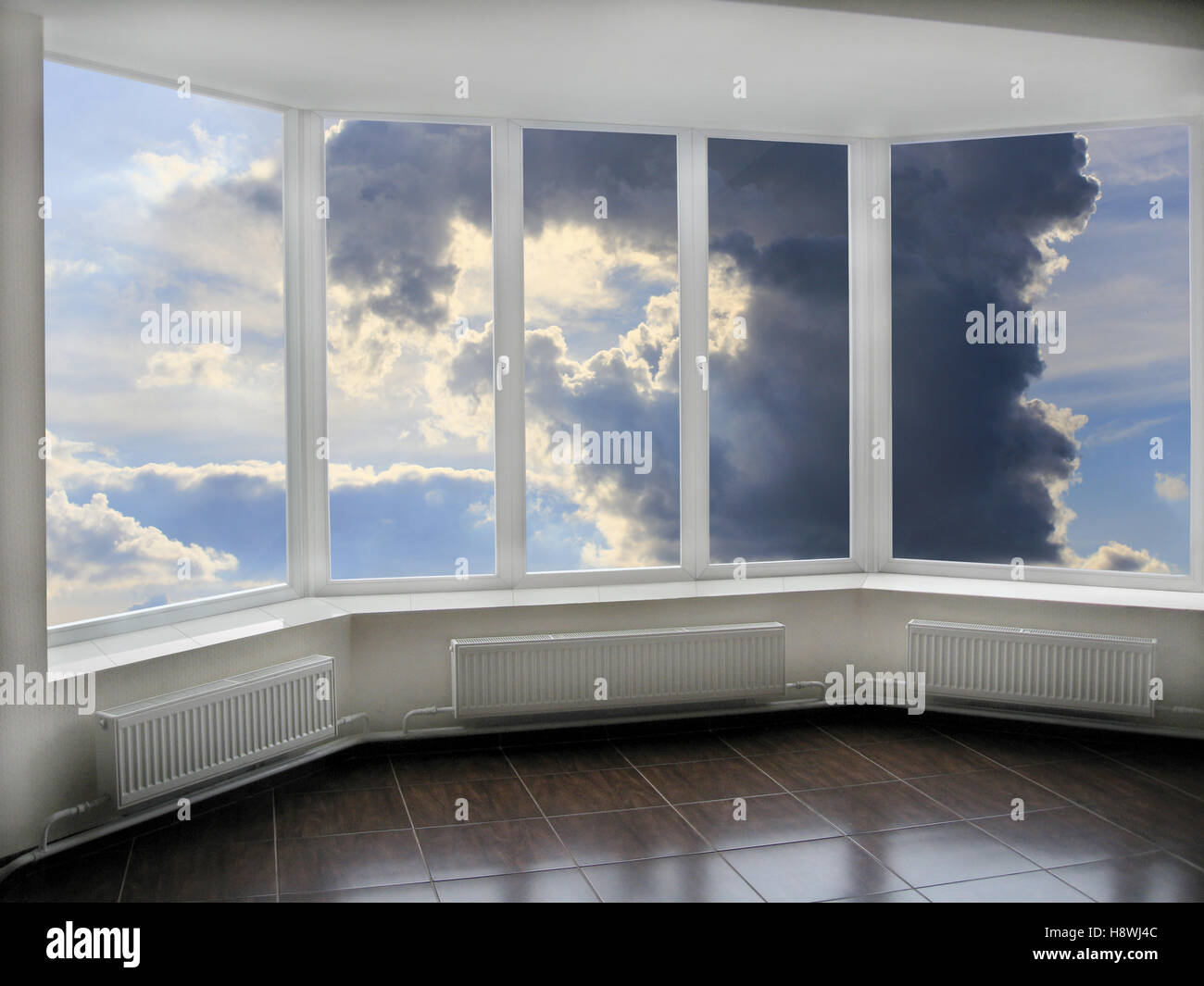 plastic windows overlooking the blue beautiful heaven Stock Photo - Alamy