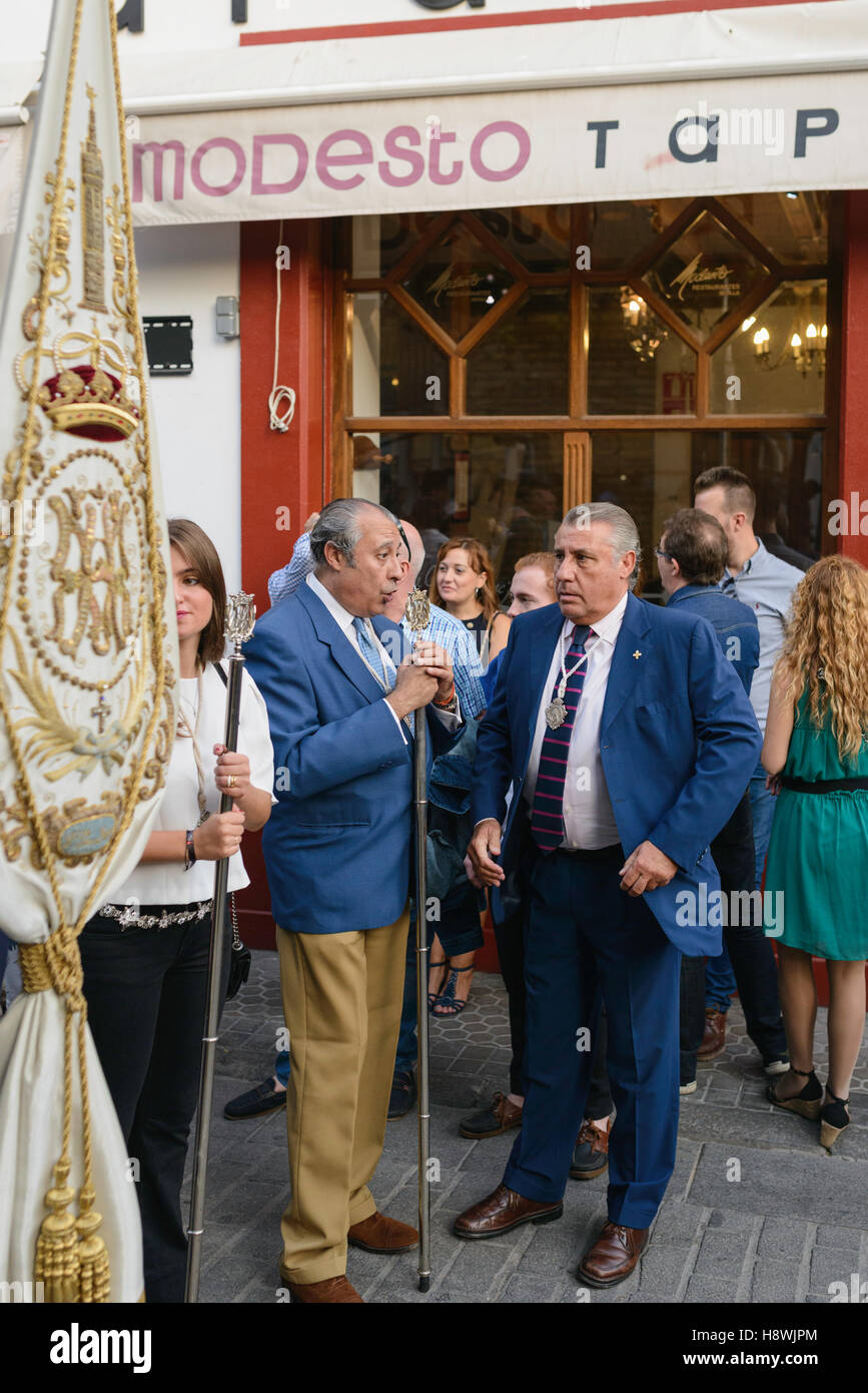 Religious procession, Barrio Santa Cruz, Seville, Andalusia, Spain ...