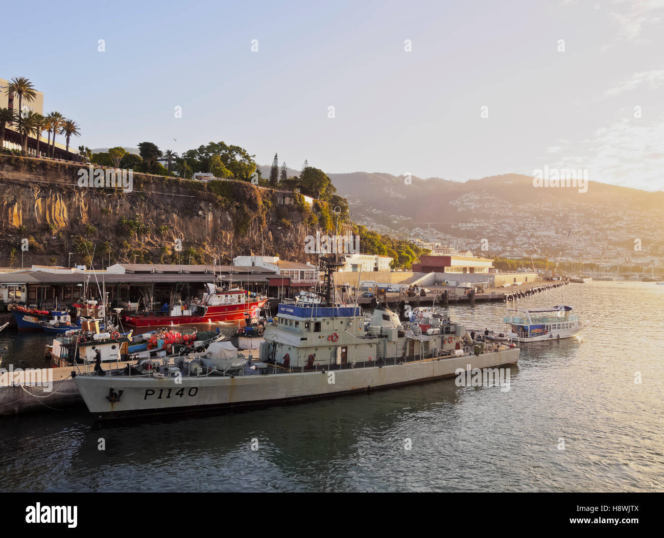 Portugal, Madeira, Funchal, View of the Marina do Funchal Stock Photo ...