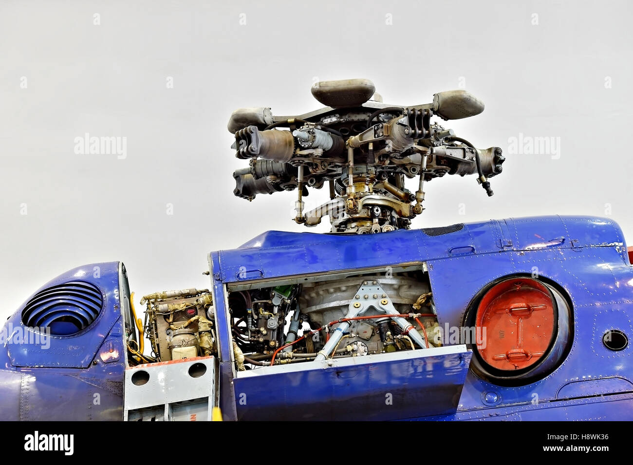 Detail with helicopter fuselage on the repair line in a factory Stock ...