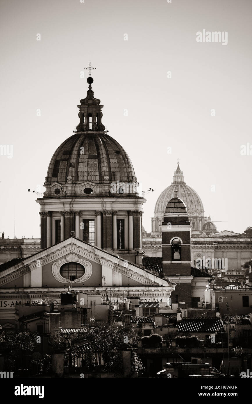 Dome of Rome historic architecture closeup in monochrome, Italy Stock ...