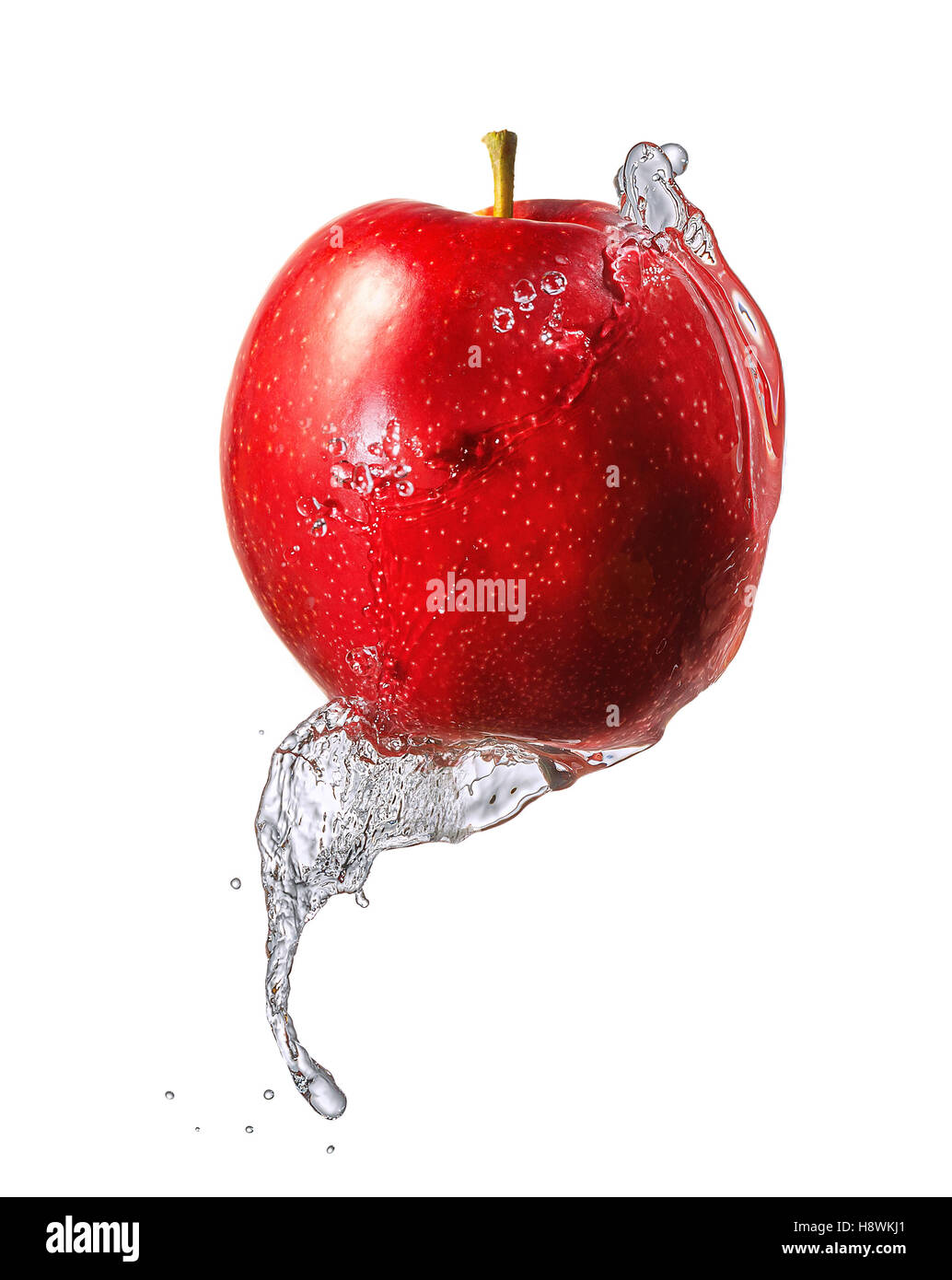 Water splash with apple isolated Stock Photo - Alamy