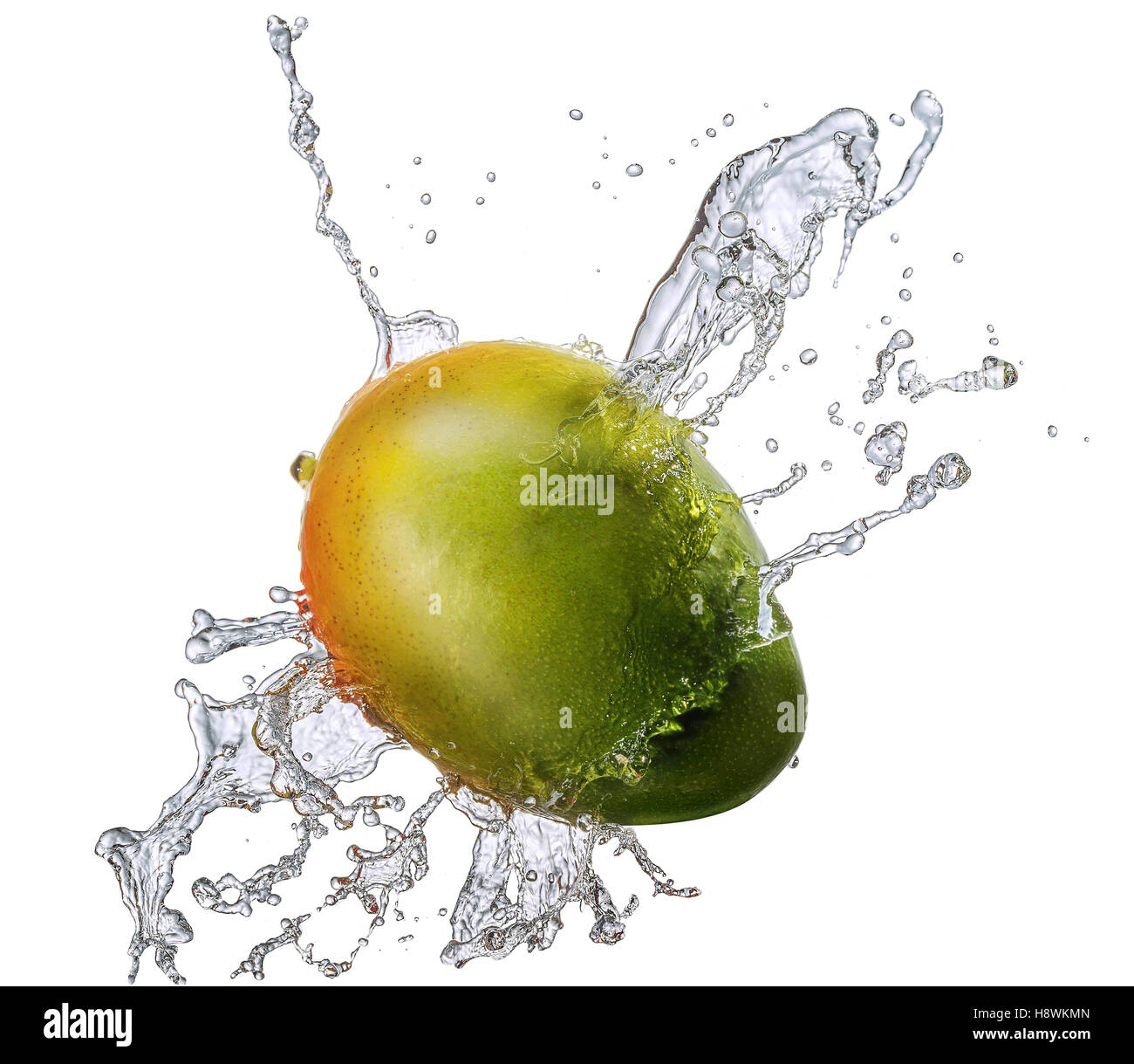 Water splash with mango isolated Stock Photo - Alamy