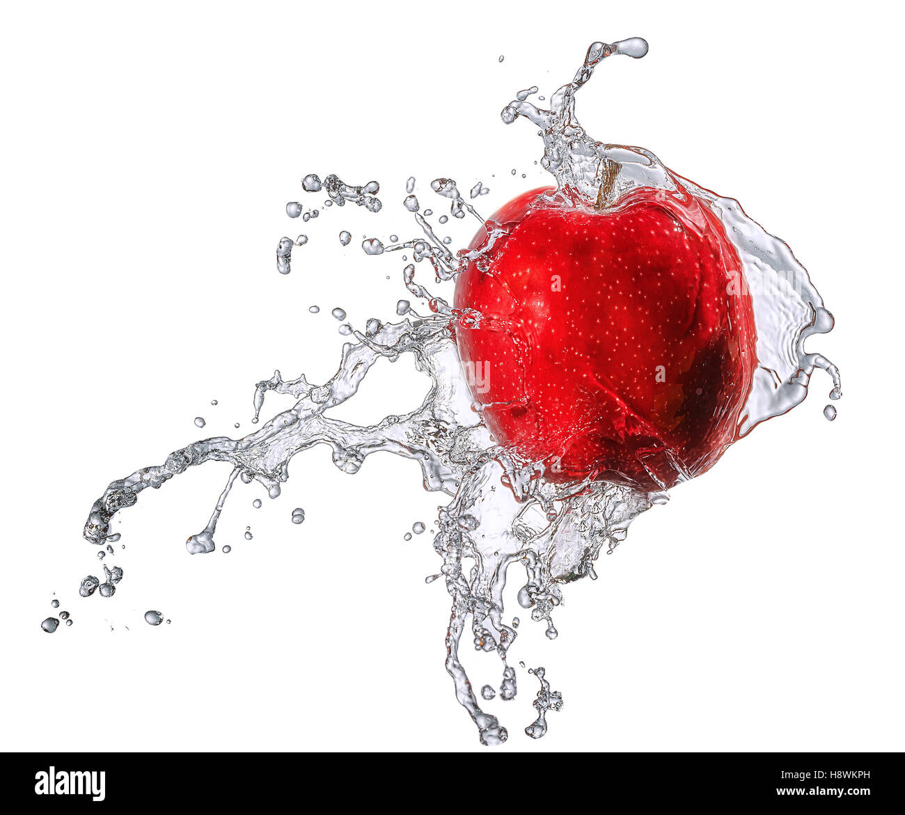 Water splash with apple isolated Stock Photo - Alamy