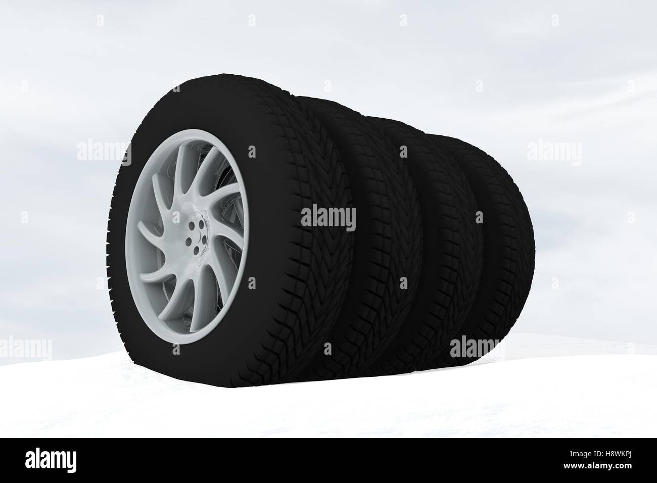 Snow Ice Tire concept 3d rendering illustration Stock Photo - Alamy