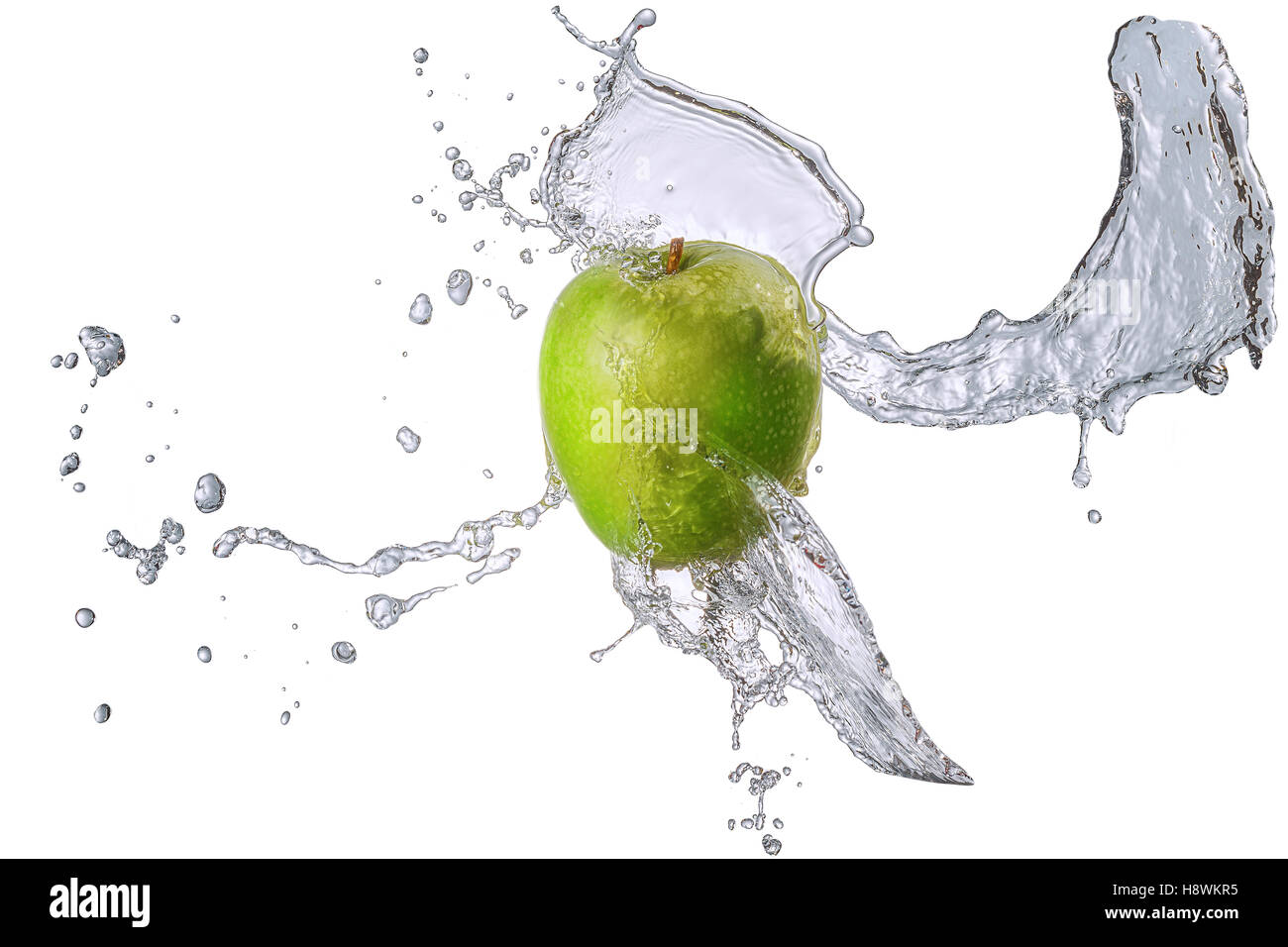 Water splash with apple isolated Stock Photo - Alamy