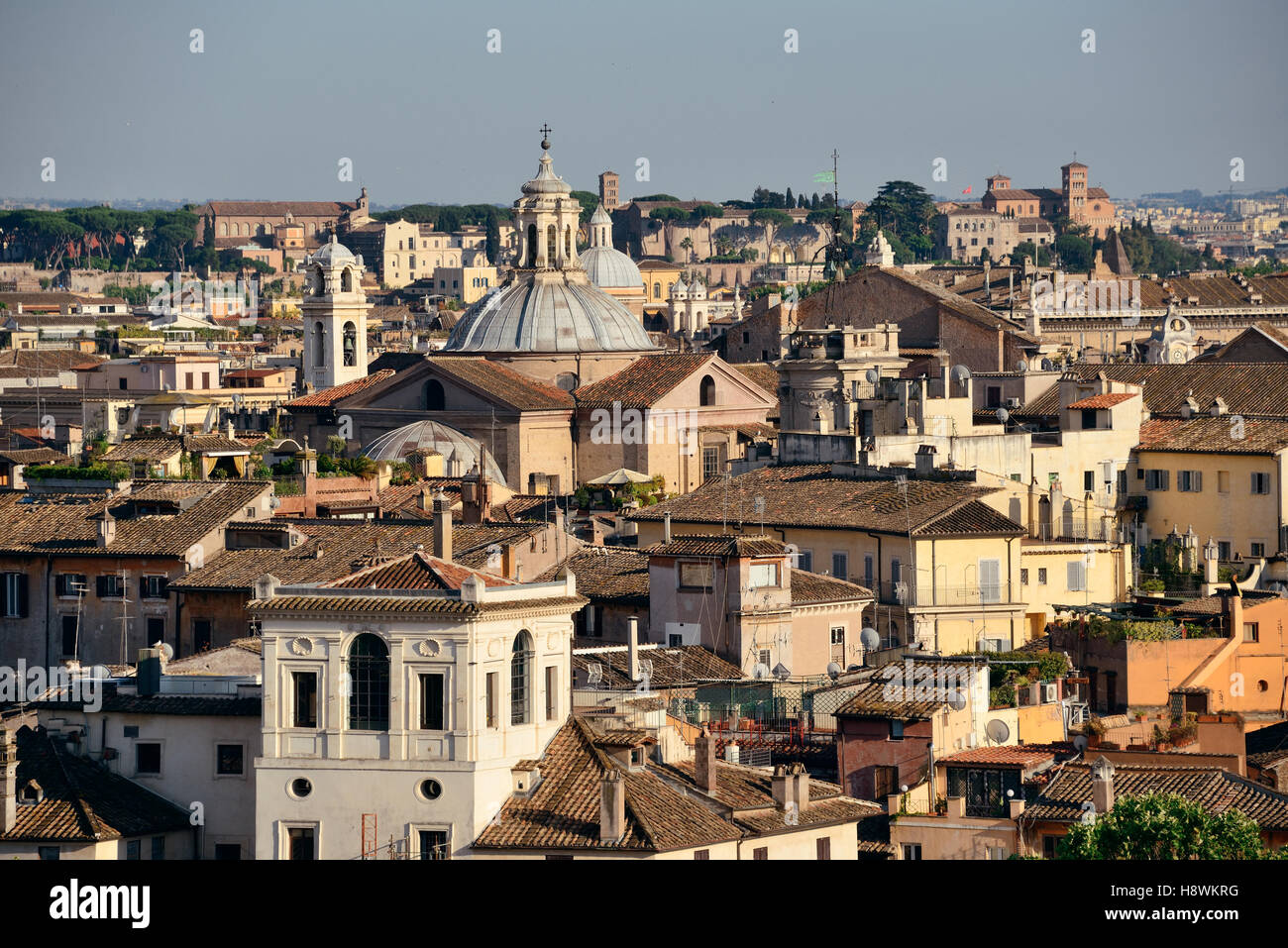 Rome rooftop view with ancient architecture in Italy Stock Photo - Alamy