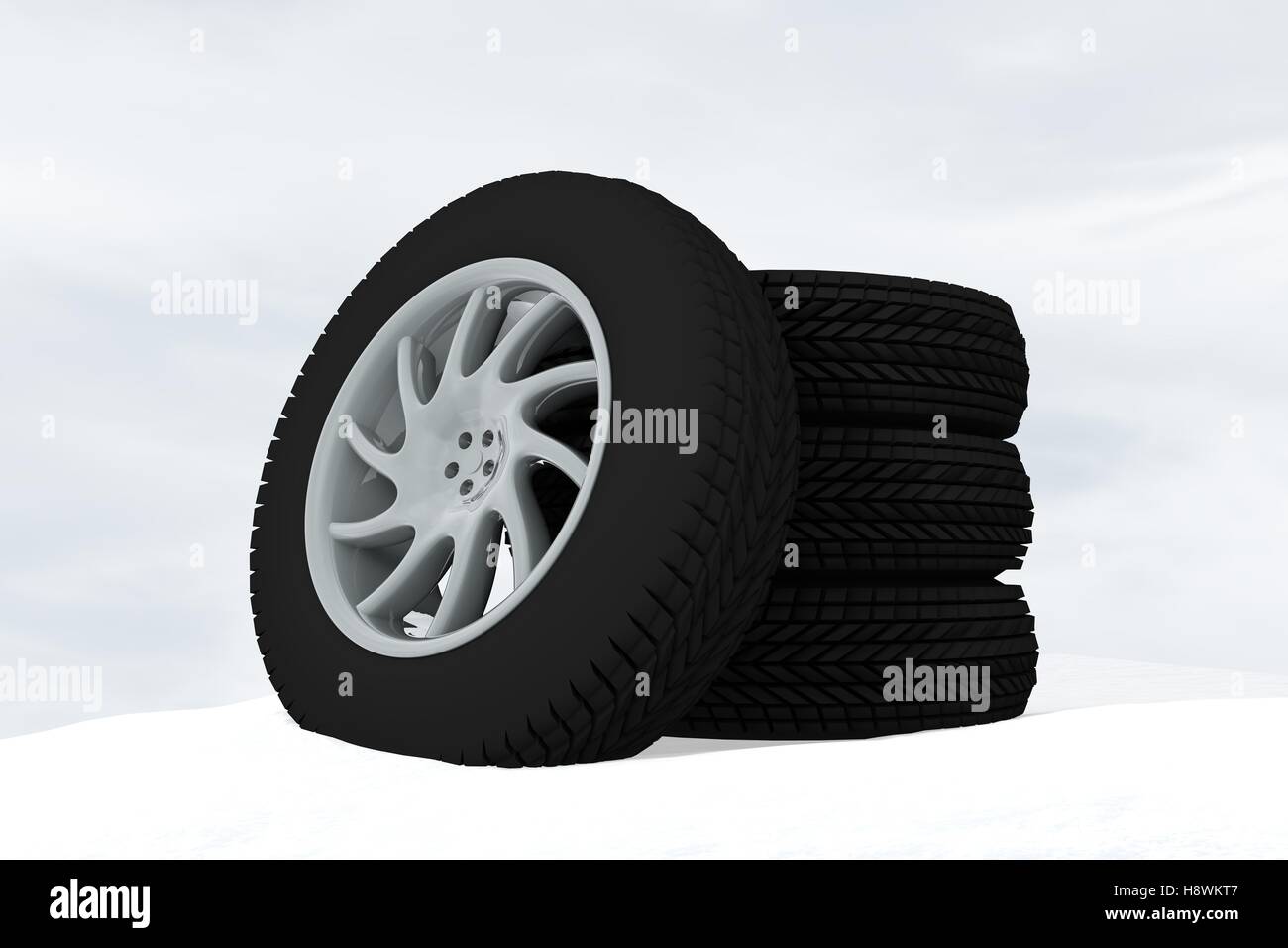 Snow Ice Tire concept 3d rendering illustration Stock Photo - Alamy
