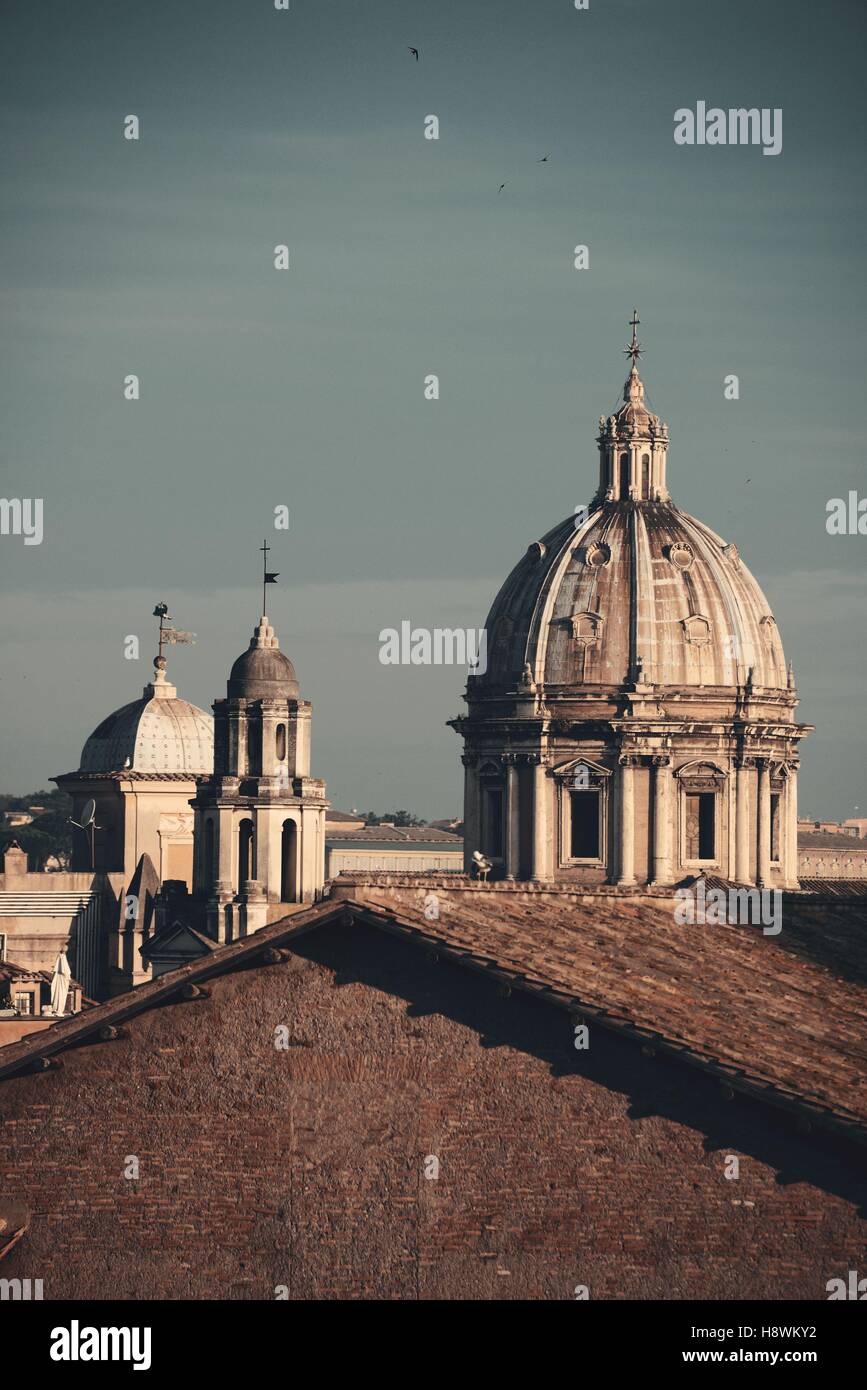 Rooftop view of Rome historical architecture and city skyline. Italy ...