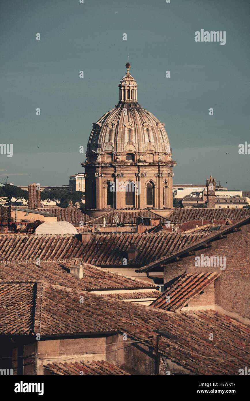Rooftop view of Rome historical architecture and city skyline. Italy ...