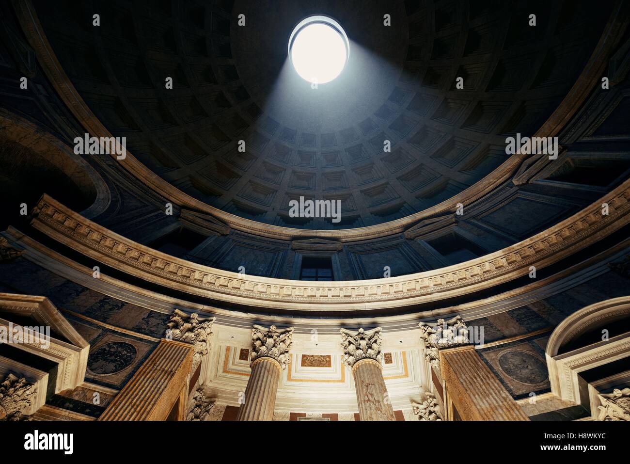 Pantheon interior with light beam in Rome, Italy Stock Photo - Alamy