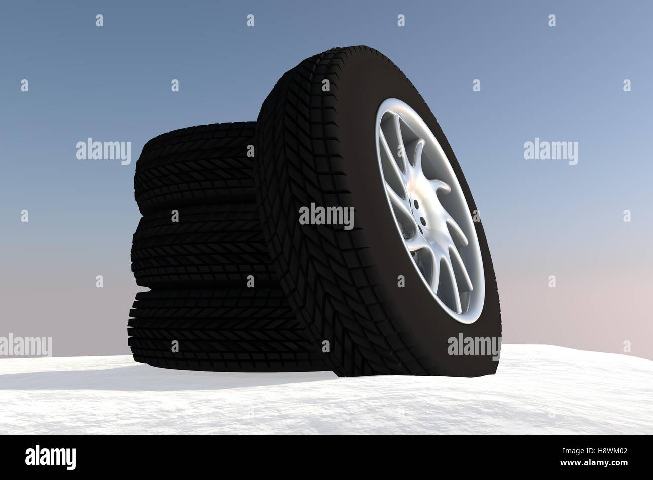 Snow Ice Tire concept 3d rendering illustration Stock Photo - Alamy