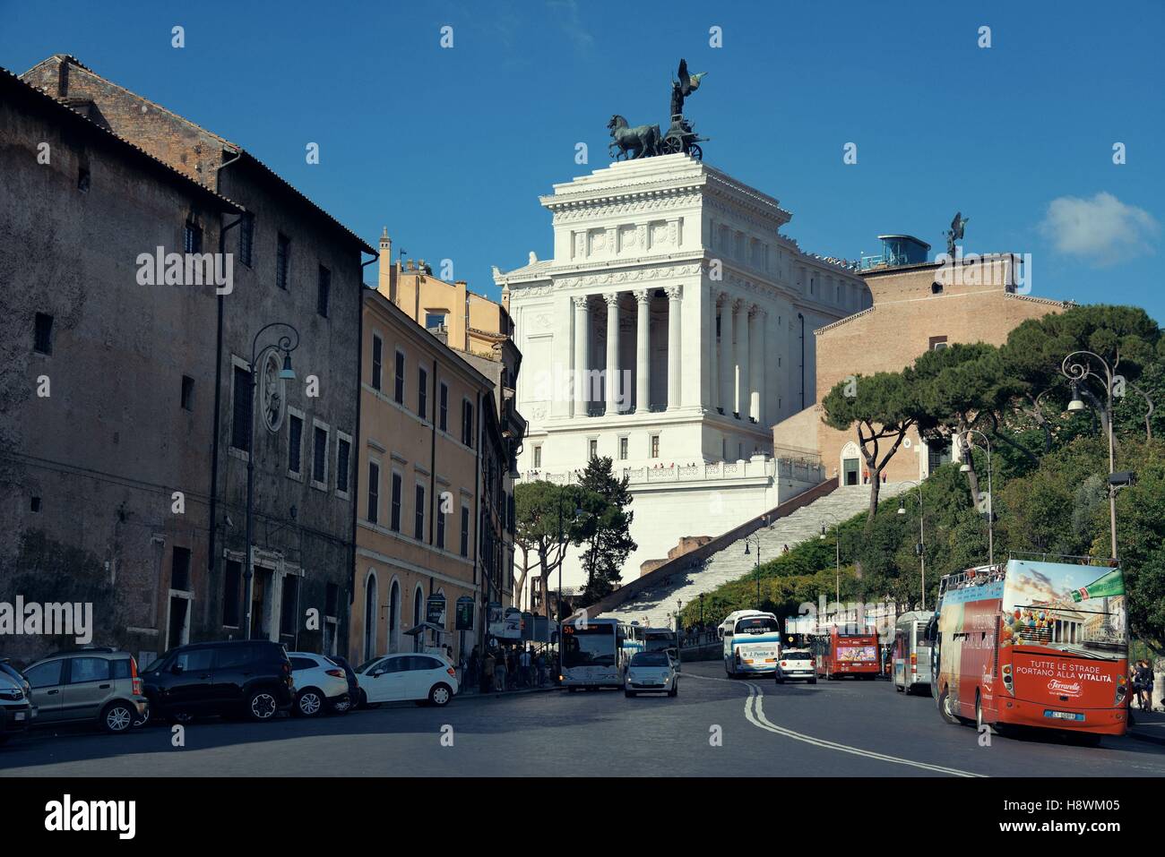 ROME - MAY 12: Street view with National Monument to Victor Emmanuel II ...