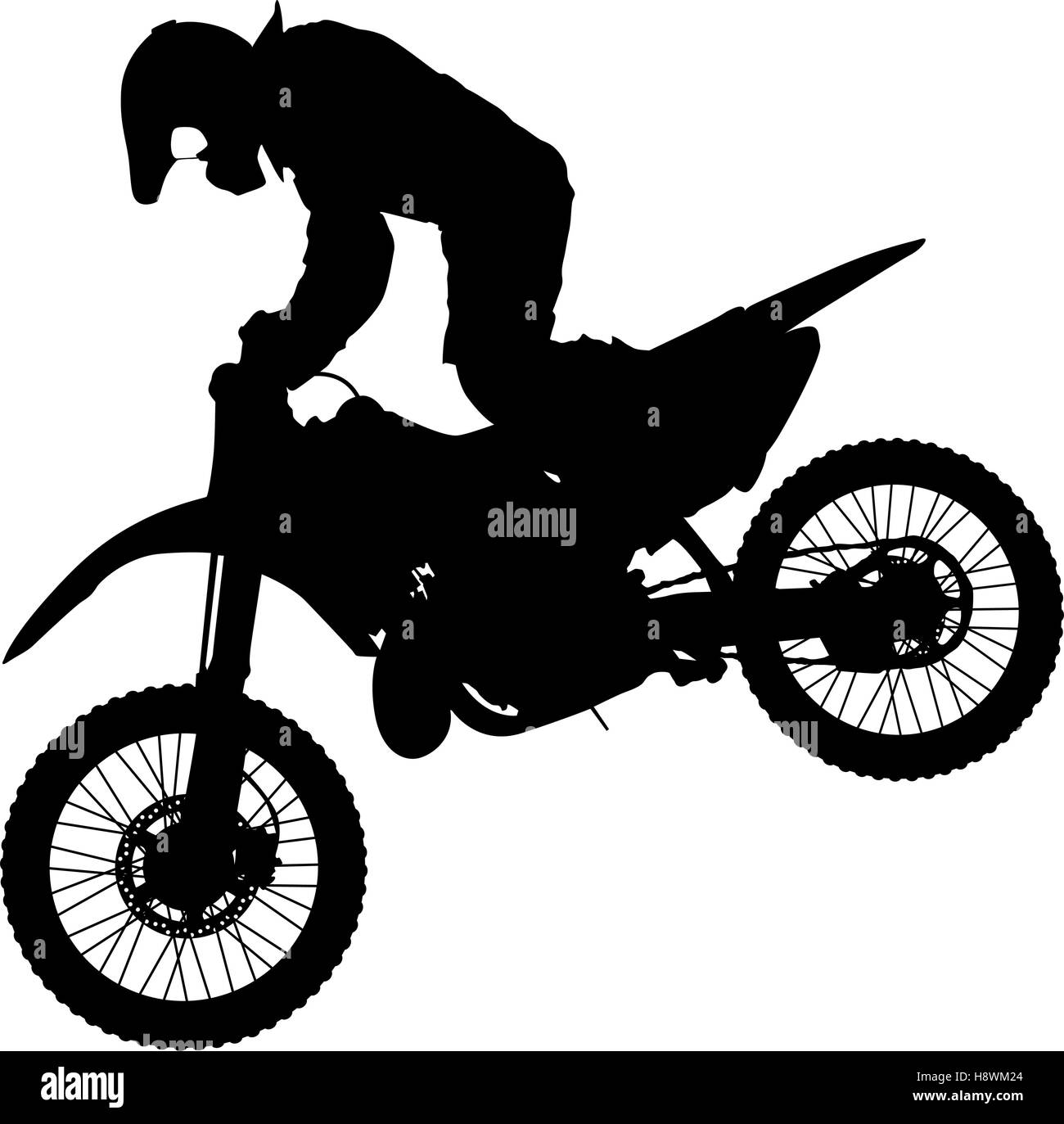 Silhouettes Rider participates motocross championship. Vector ...