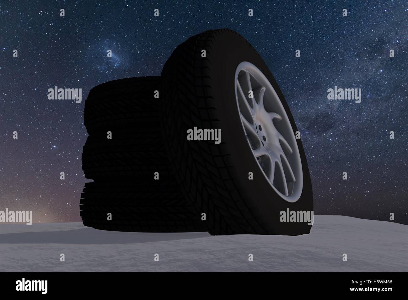 Snow Ice Tire concept 3d rendering illustration Stock Photo - Alamy