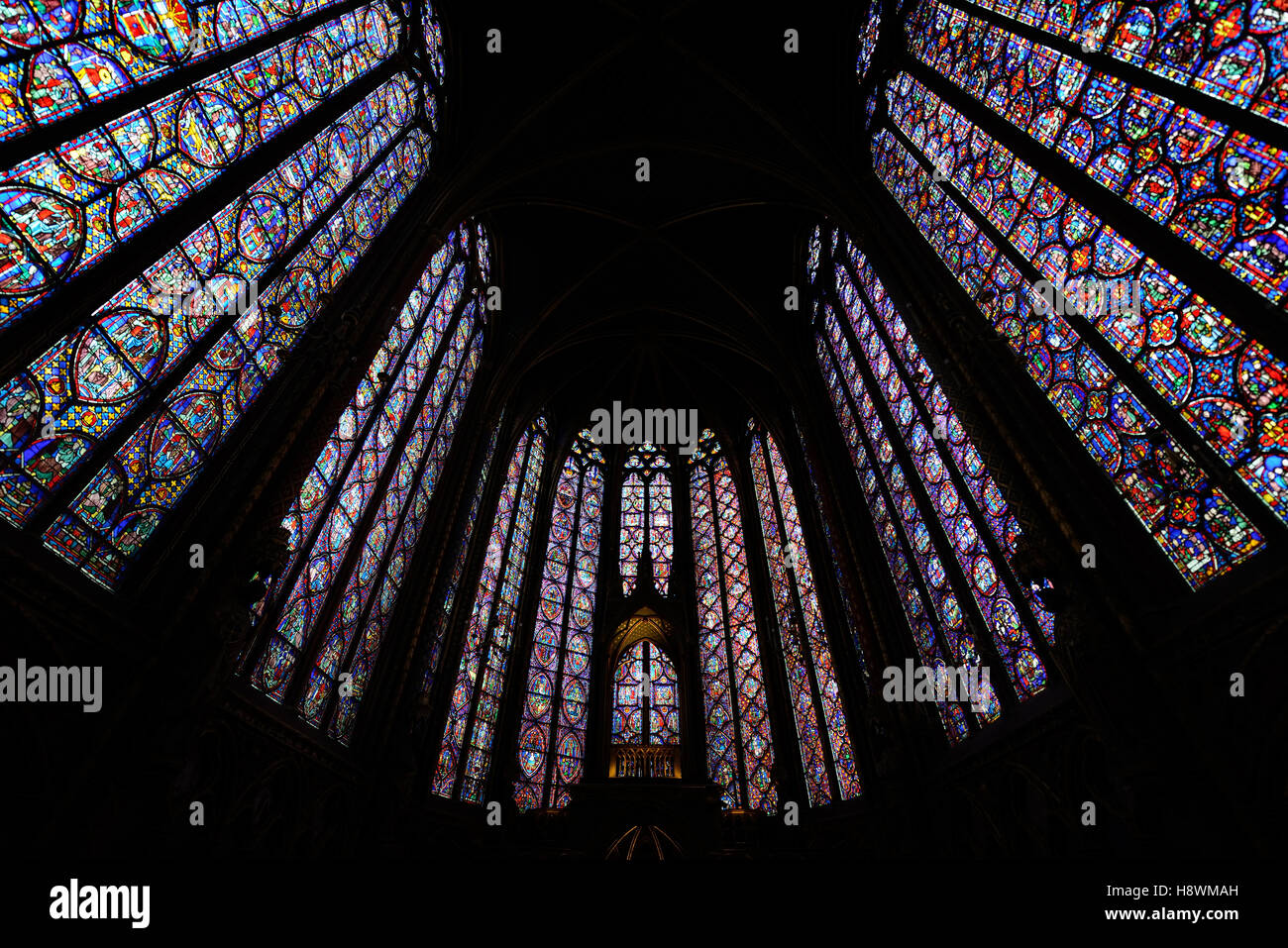 PARIS, FRANCE - MAY 13: Stained glass pattern in Sainte Chapelle on May ...