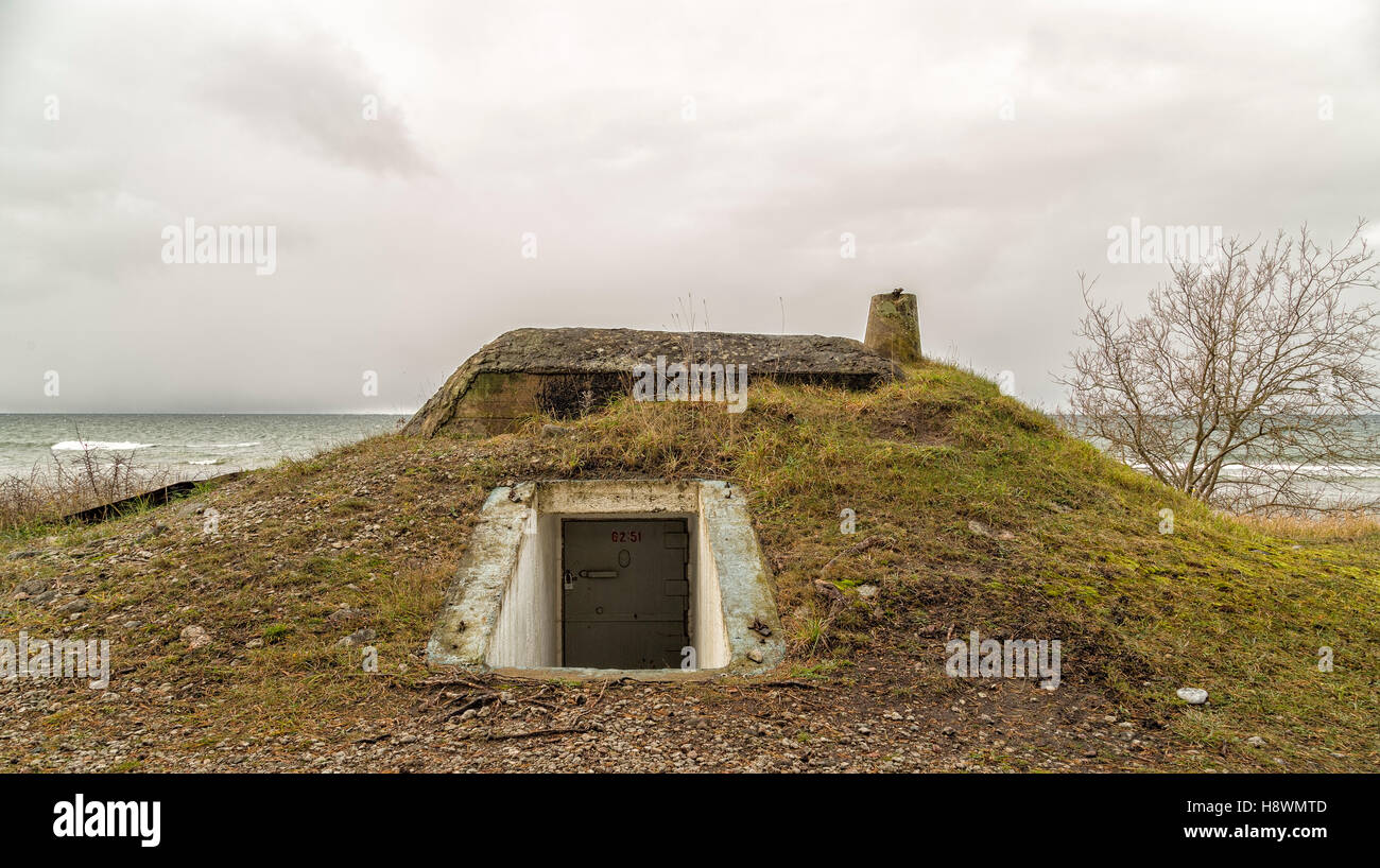 Bunker by Ocean with a cloudy sky Stock Photo - Alamy