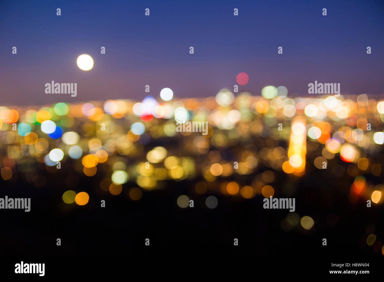 Abstract Montreal blue hour, bokeh view Stock Photo - Alamy