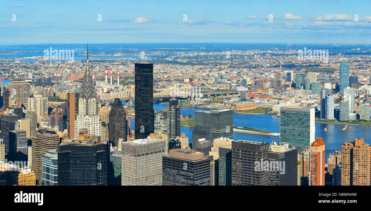 New York City Manhattan east side view panorama with skyscrapers and ...