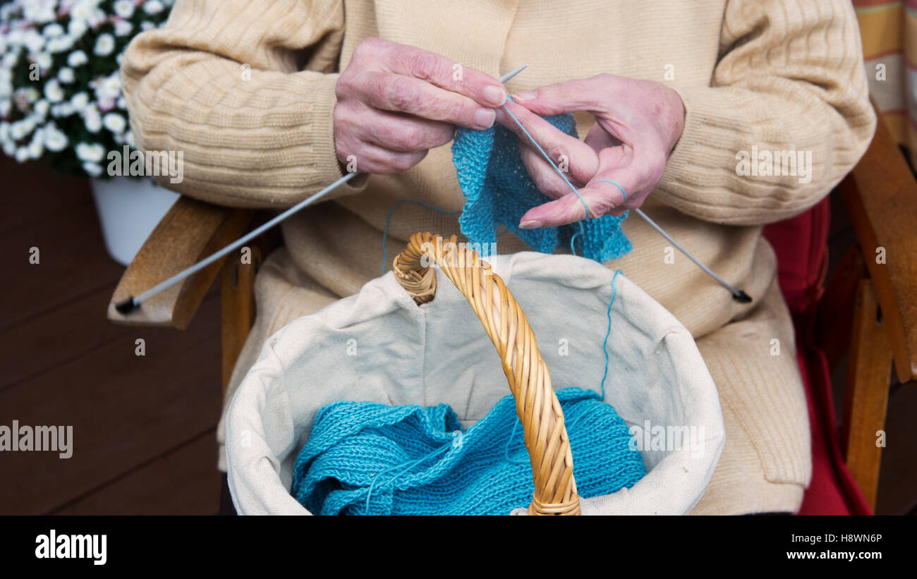 Old woman sitting knitting grandmother hi-res stock photography and ...
