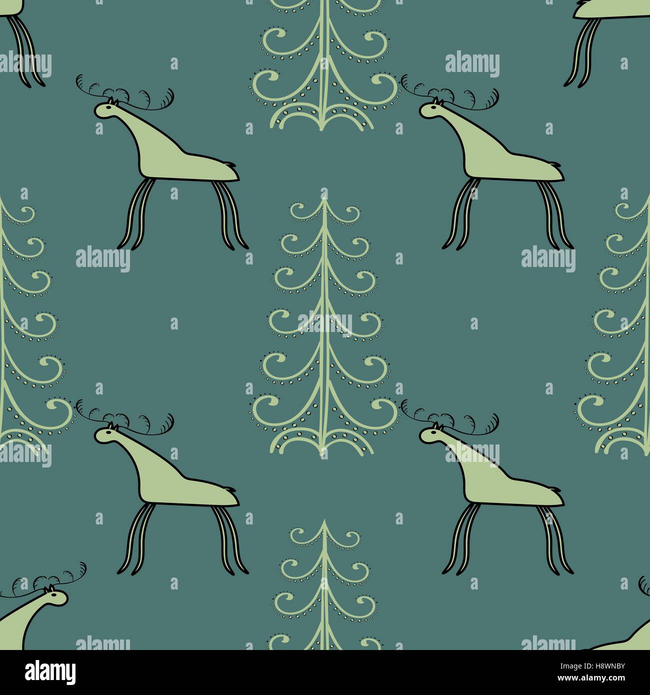 Moose wood ethnic ornament seamless pattern. Vector background Stock ...