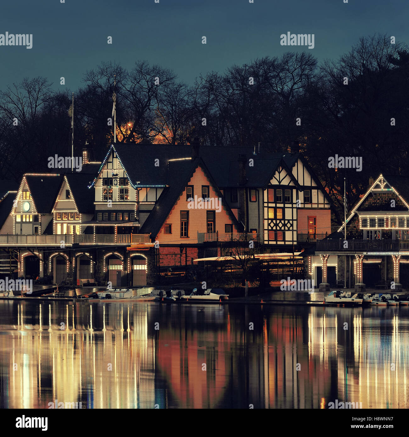 Boathouse Row in Philadelphia as the famous historical landmark Stock ...