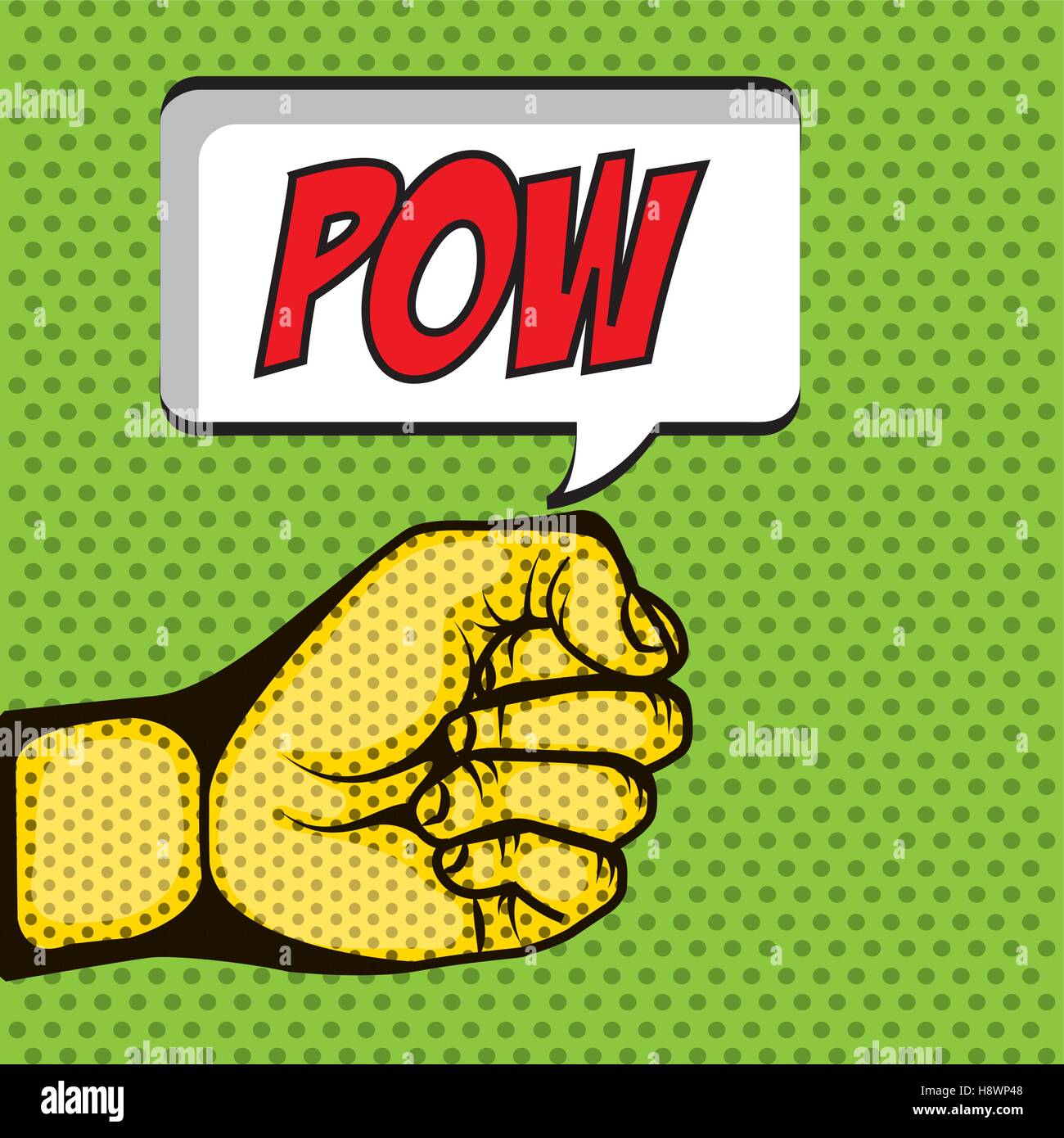 pow speech bubble human hand over pop art colorful background. vector ...