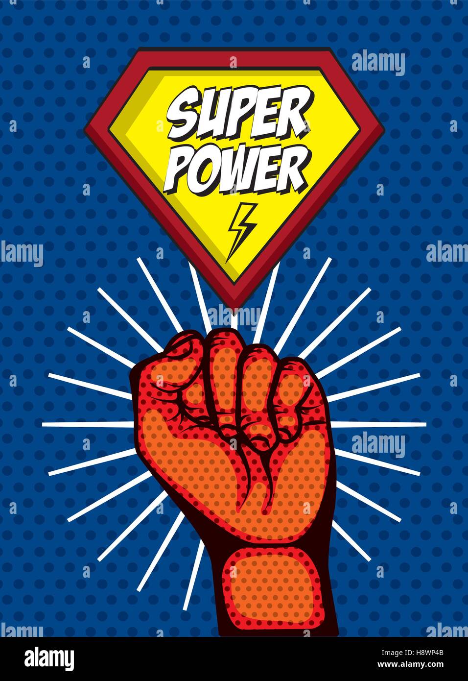 super power comic design and human hand over pop art colorful ...
