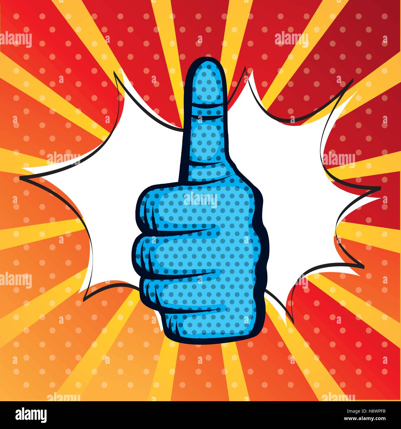 human hand over pop art colorful background. comic design. vector ...