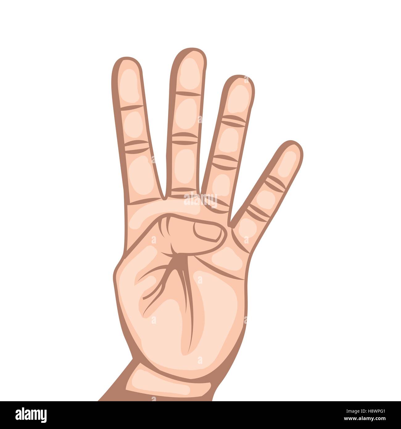 human hand with number gesture expression over white background ...