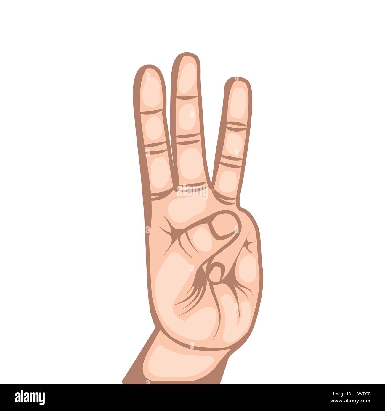 human hand with number gesture expression over white background ...
