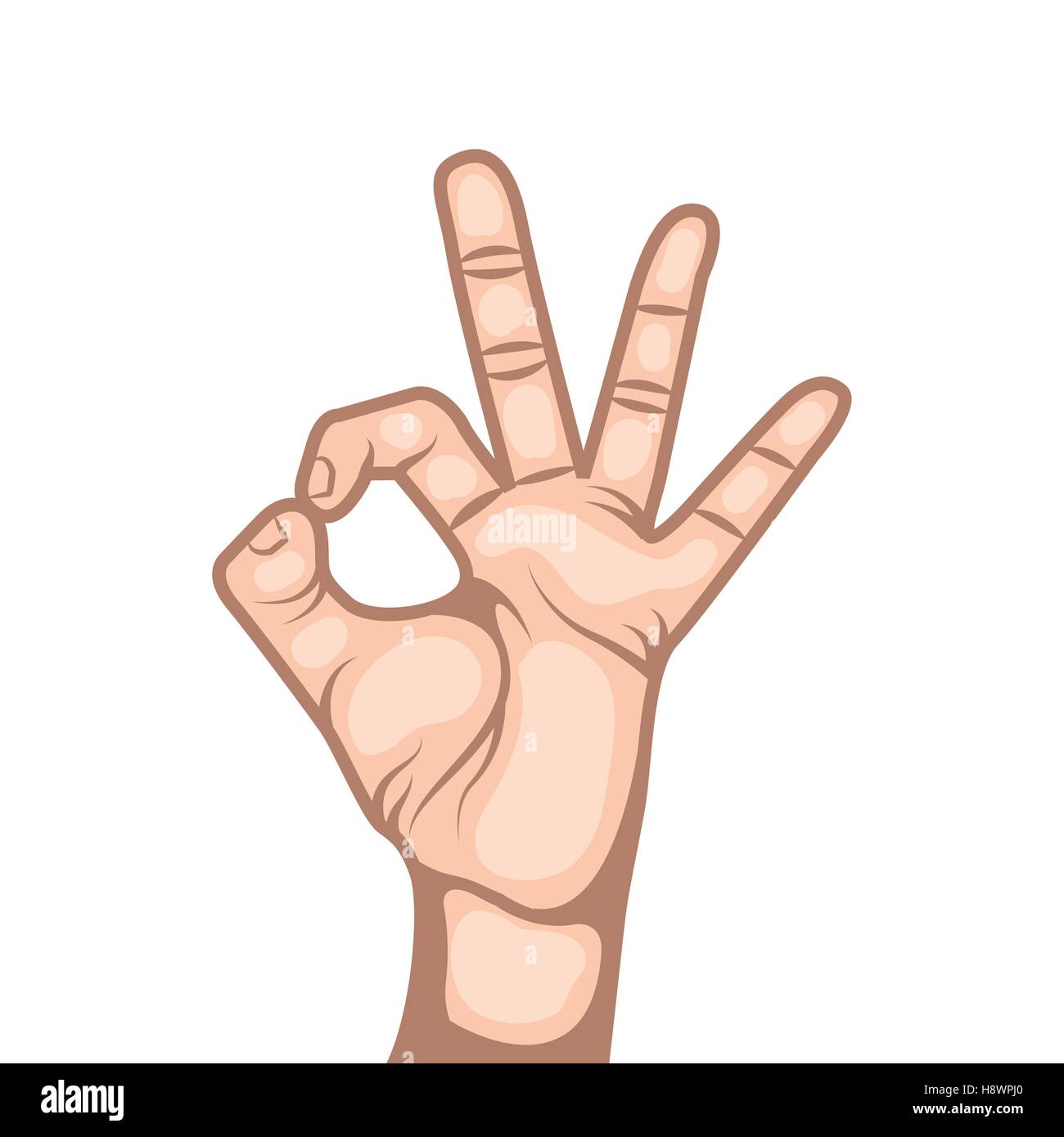 human hand with number gesture expression over white background ...