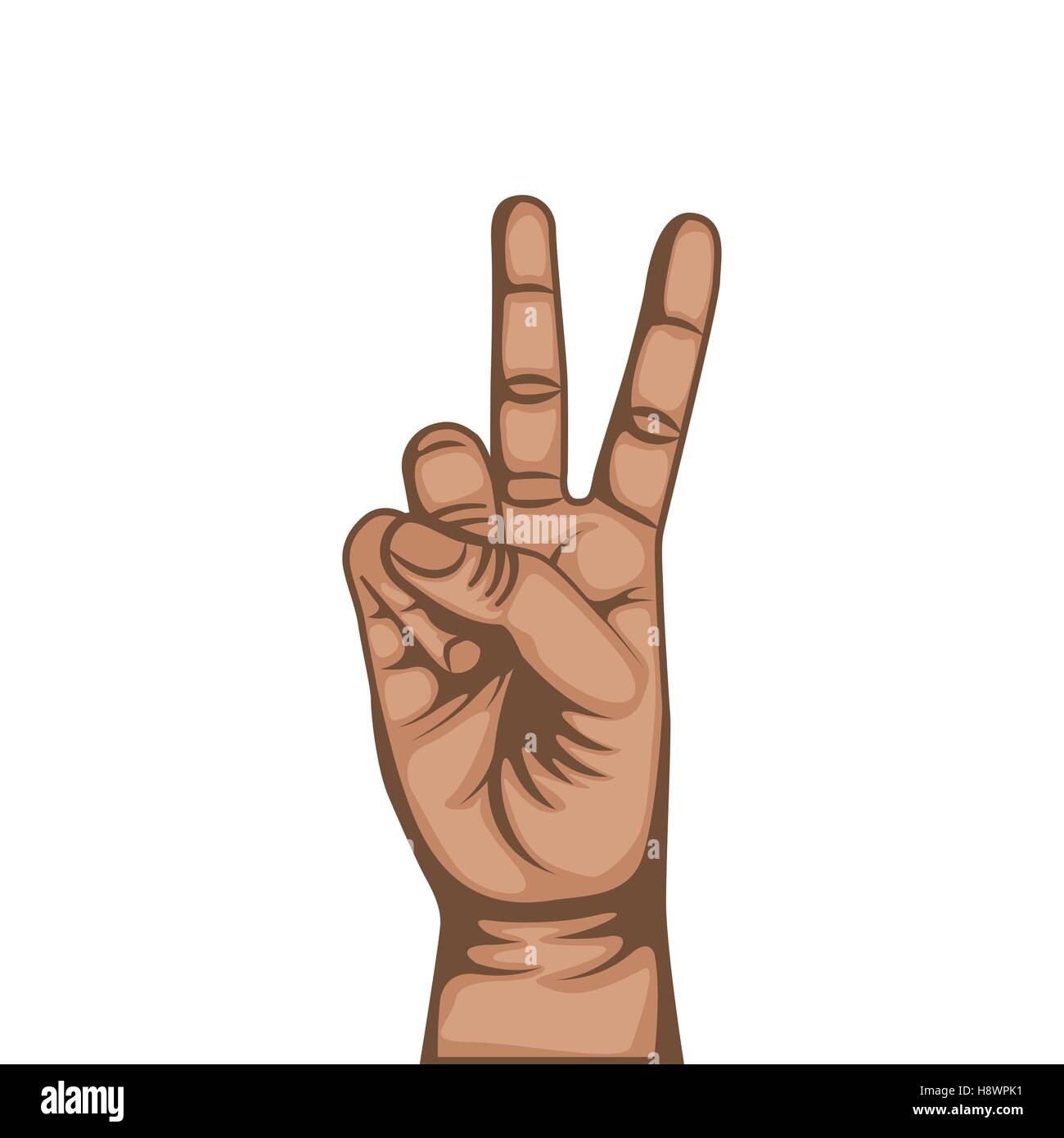 human hand with number gesture expression over white background ...