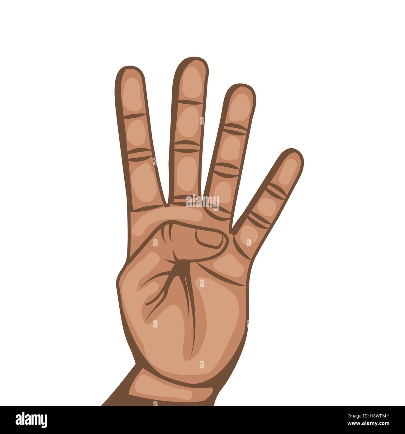 human hand with number gesture expression over white background ...