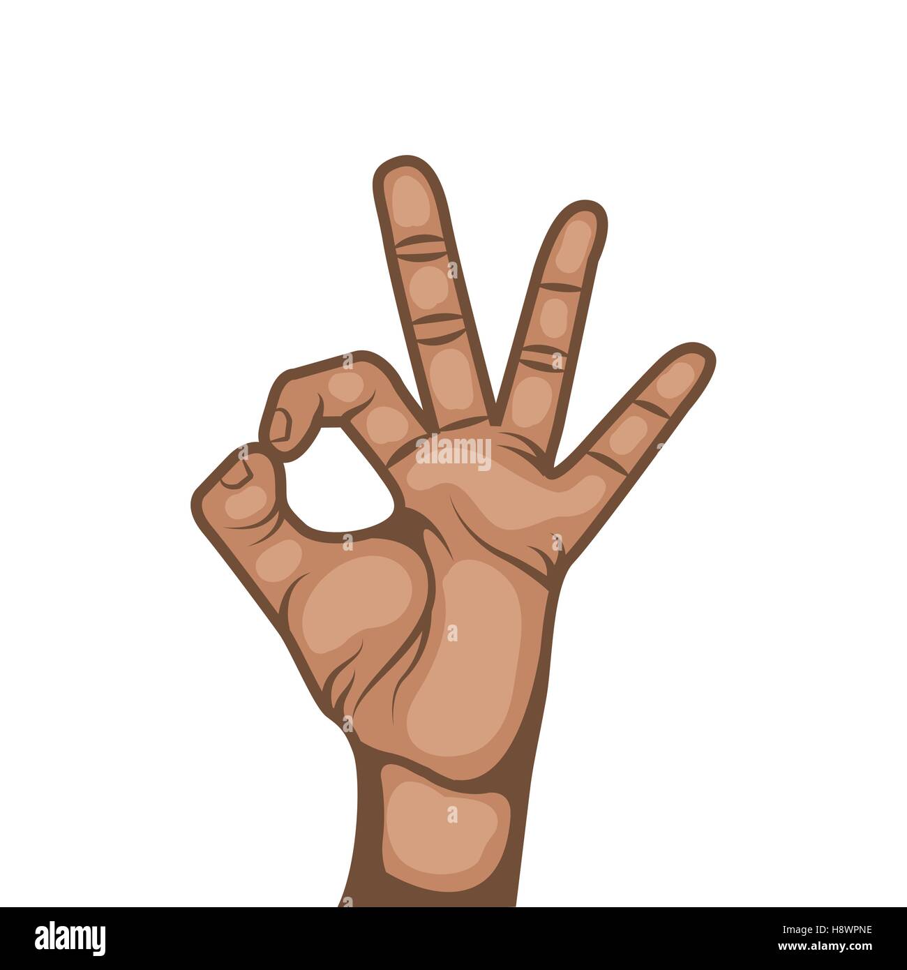 human hand with number gesture expression over white background ...