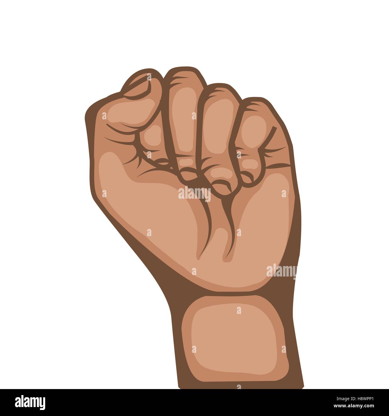 human hand with fist gesture over white background. colorful design ...