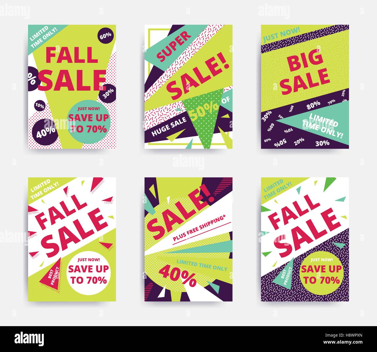 Bright design sale set website banner template. Bright colorful vector ...