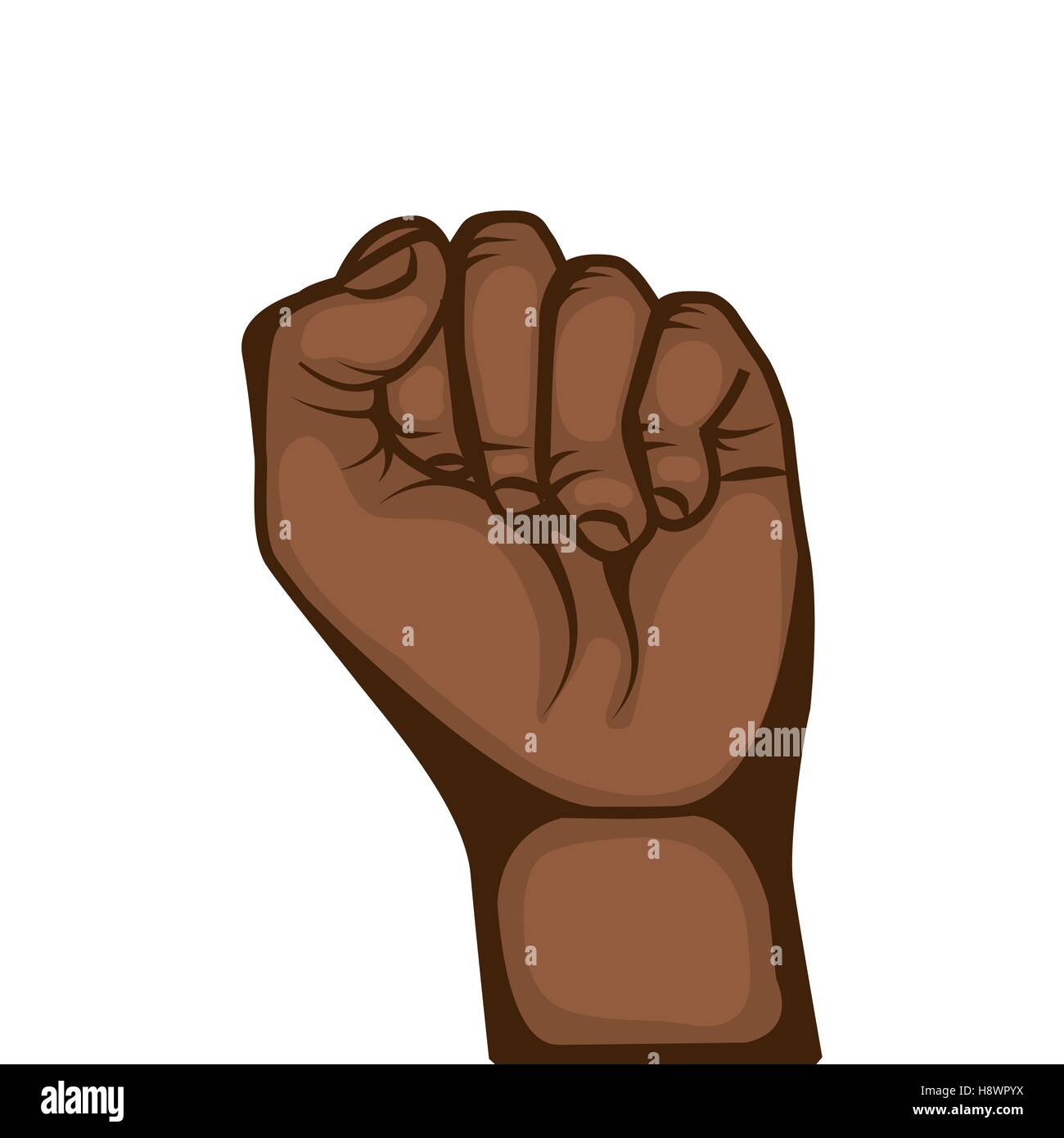 human hand with fist gesture over white background. colorful design ...