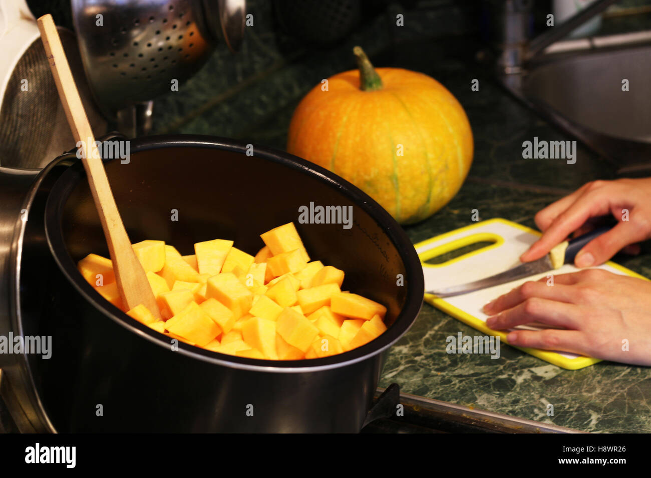 pumpkin cubes sliced Stock Photo - Alamy