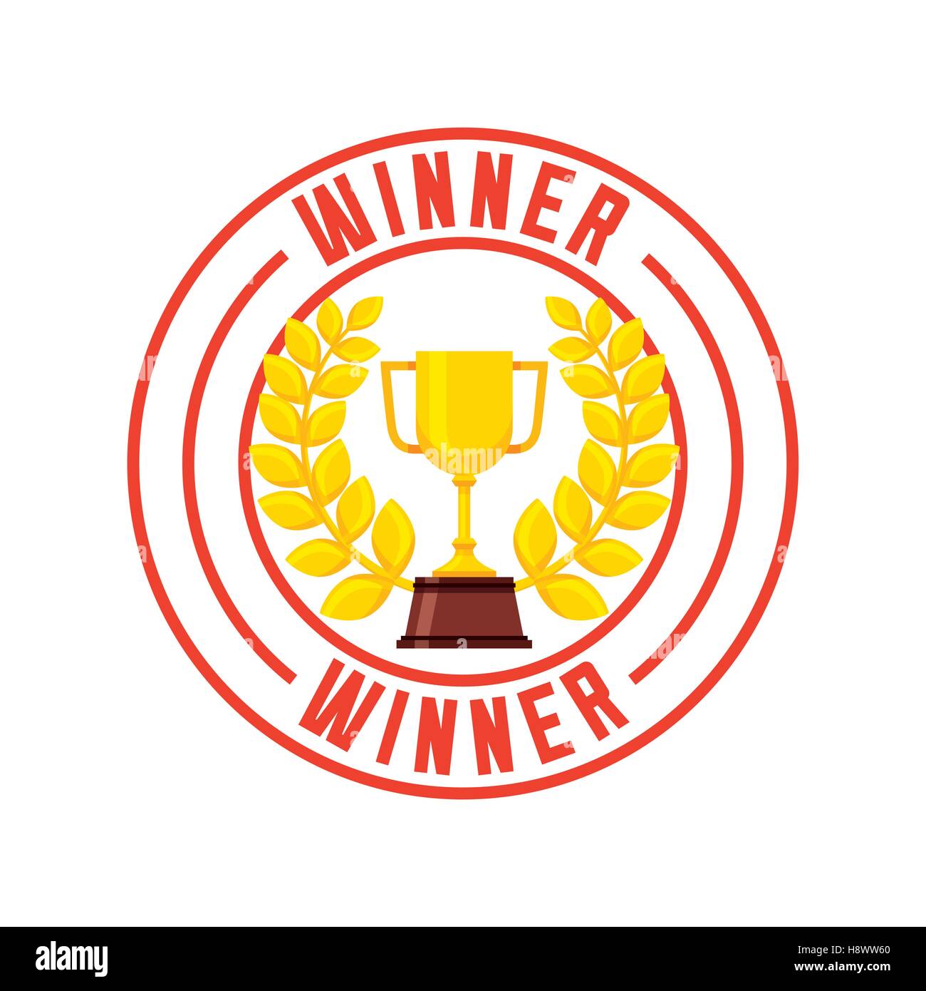 red circle with gold trophy icon inside over white background. colorful ...