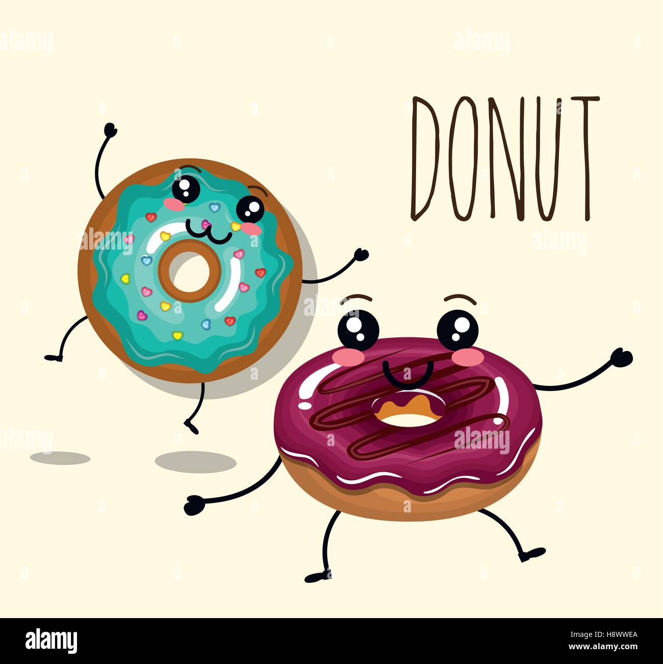 delicious donut comic character vector illustration design Stock Vector ...