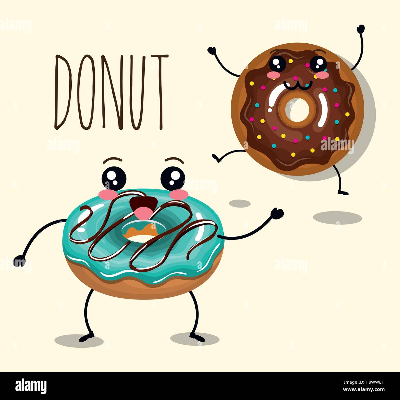 delicious donut comic character vector illustration design Stock Vector ...