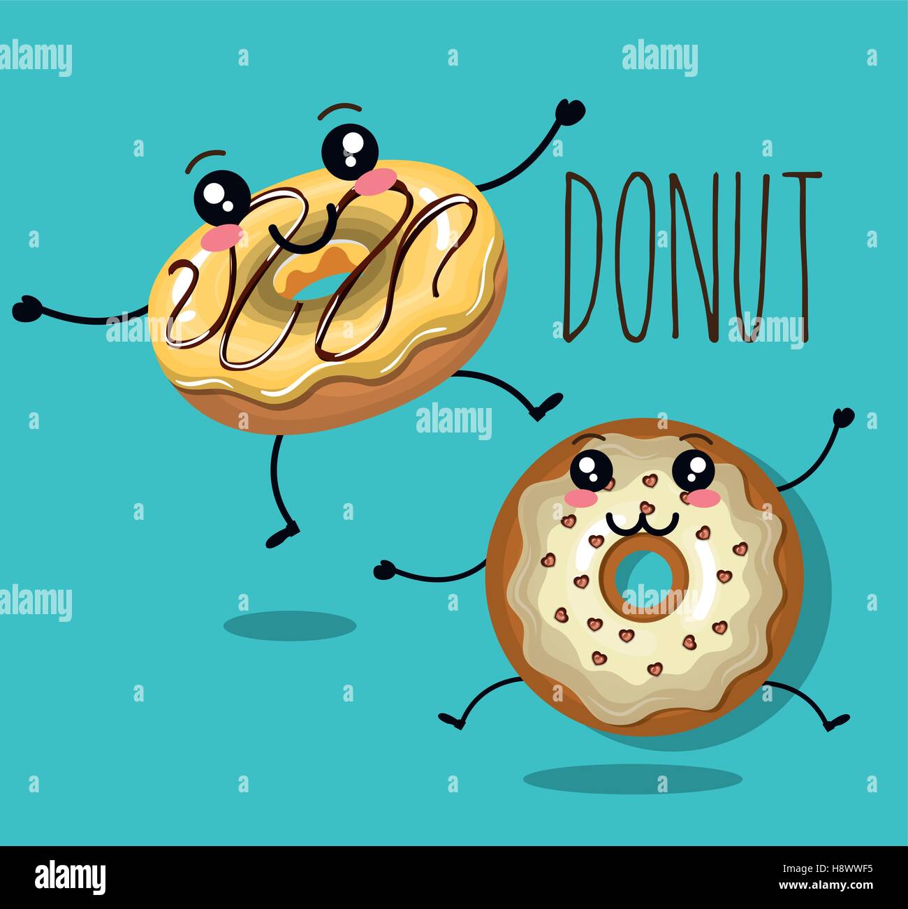 delicious donut comic character vector illustration design Stock Vector ...