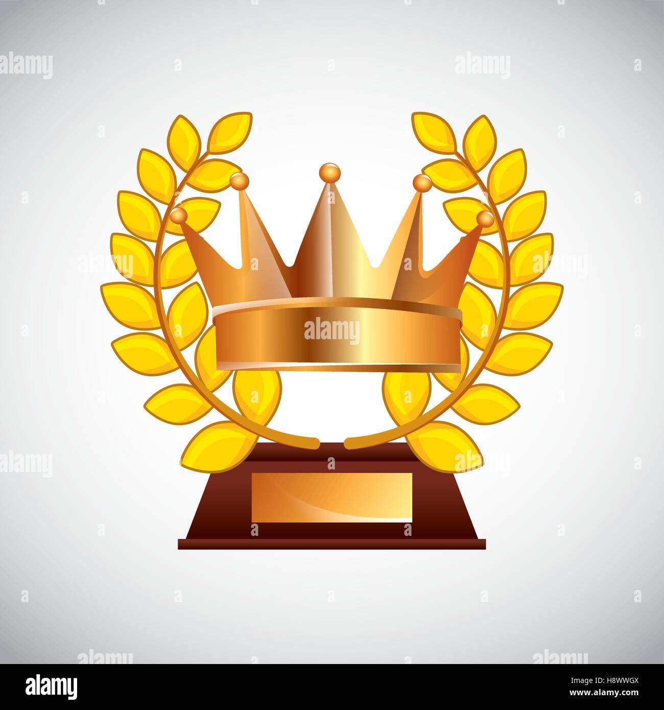gold trophy in crown shape icon over white background. vector ...